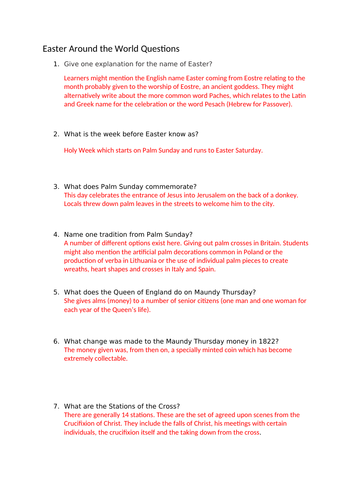 Easter Around the World Reading Comprehension Pack for KS3/4 - Fun ...