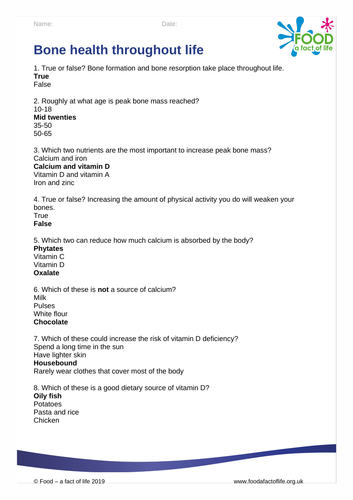 Health Issues - Bone Health Through Life | Teaching Resources