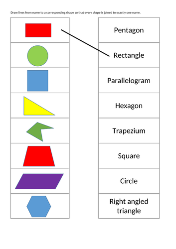 2D Shapes - flash cards and matching worksheet | Teaching Resources