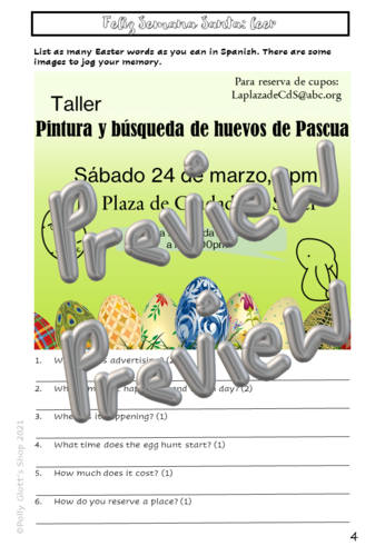 Semana Santa Easter Spanish Y11 | Teaching Resources