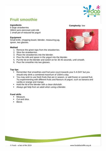 Fruit Smoothie Recipe | Teaching Resources