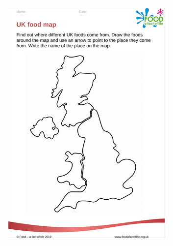 Food and Farming - UK Food Map Worksheet | Teaching Resources
