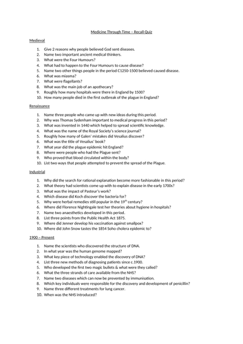 Medicine Through Time - GCSE History | Teaching Resources