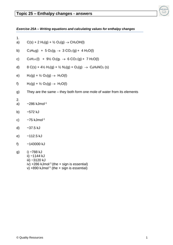 Introduction to enthalpy changes OCR AS Chemistry | Teaching Resources