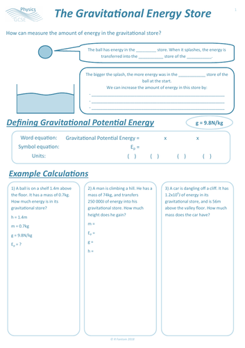 NEW AQA The Gravitational Energy Store KS4 GCSE Physics Lesson ...