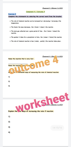 ELC Science - Component 4 / Outcome 1,2,3 &4 ( AQA) / Entry Level ...