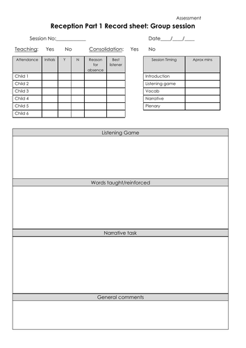 Bigger NELI record sheets | Teaching Resources
