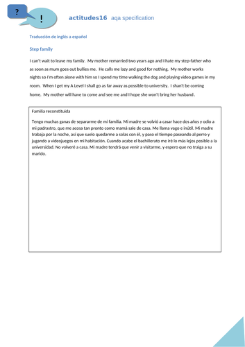La familia AQA AS Level Spanish | Teaching Resources