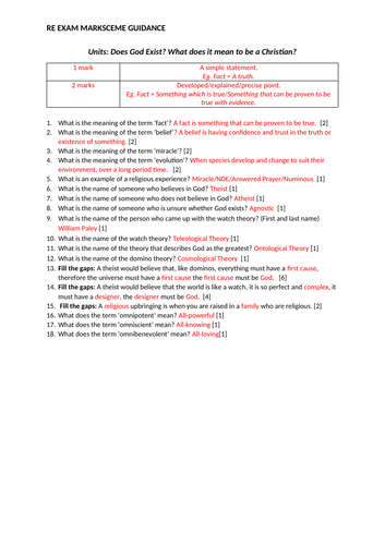 Does God Exist Exam paper | Teaching Resources