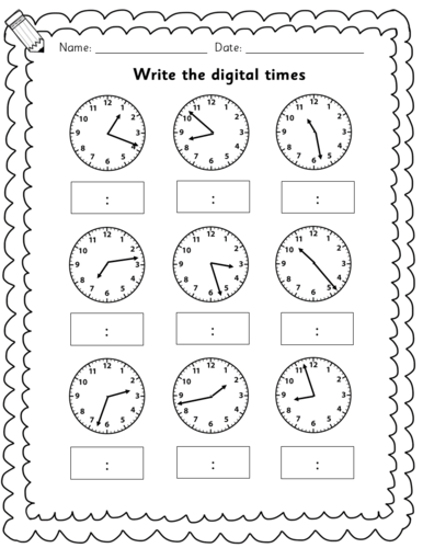LKS2 maths Year 3 Year 4 Telling the time worksheets - to the exact ...