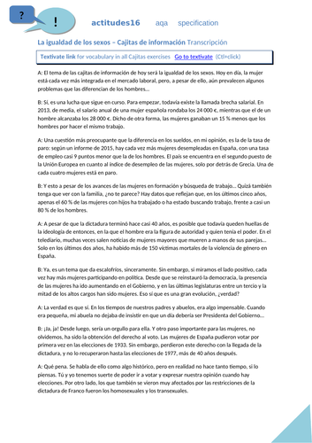 La igualdad de los sexos-AQA AS Spanish Unit | Teaching Resources