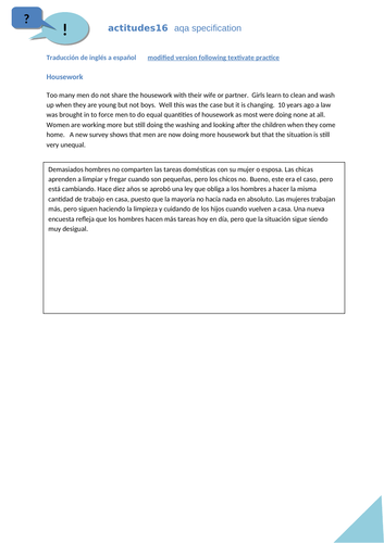 La igualdad de los sexos-AQA AS Spanish Unit | Teaching Resources
