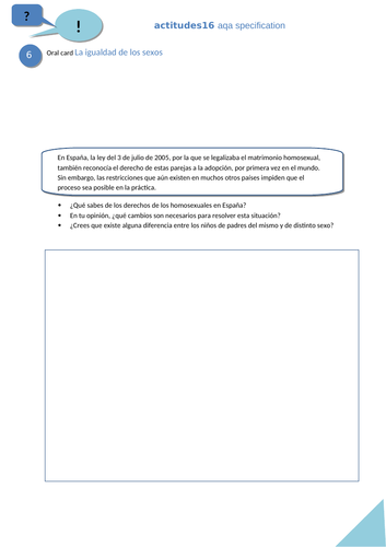 La igualdad de los sexos-AQA AS Spanish Unit | Teaching Resources