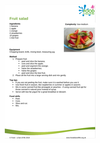 Fruit Salad Recipe | Teaching Resources