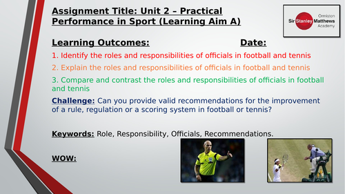 BTEC Sport - Unit 2 Learning Aim A | Teaching Resources