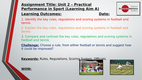 BTEC Sport - Unit 2 Learning Aim A | Teaching Resources