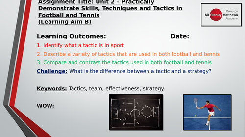 BTEC Sport - Unit 2 Learning Aim B | Teaching Resources