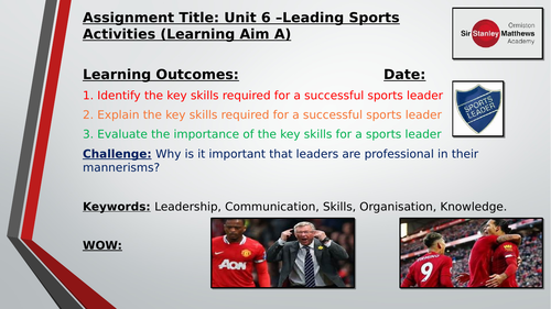 BTEC Sport - Unit 6 Learning Aim A | Teaching Resources