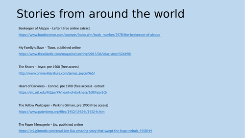 Stories from Around the World. Reading / writing / cultural capital ...