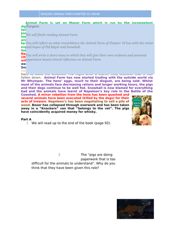 Animal Farm Chapter by Chapter Workbook | Teaching Resources