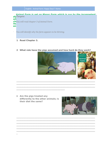 Animal Farm Chapter by Chapter Workbook | Teaching Resources