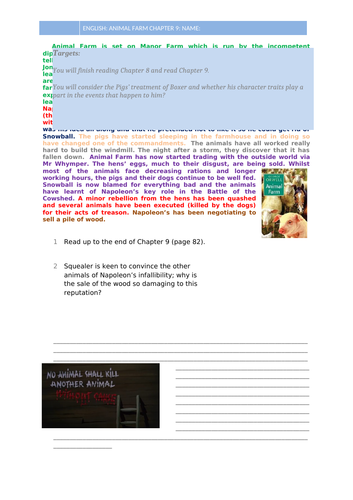 Animal Farm Chapter by Chapter Workbook | Teaching Resources