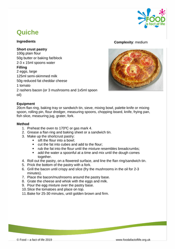 Quiche Recipe | Teaching Resources