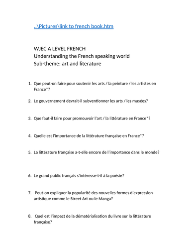 WJEC A LEVEL FRENCH understanding the French speaking world revision ...