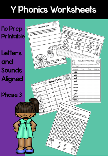Phase 3 Y sound worksheets and activities | Teaching Resources