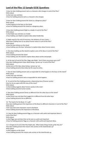 Lord of the Flies Full Unit | Teaching Resources