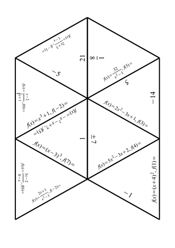 Using Algebraic Functions Advanced Tarsia Jigsaw Puzzle - Algebra ...