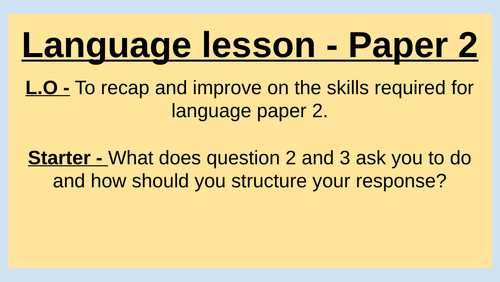 AQA Language Paper 2, Questions 1 to 4 (Section A) | Teaching Resources