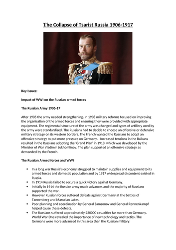 The Collapse of Tsarist Russia 1906-1917 | Teaching Resources