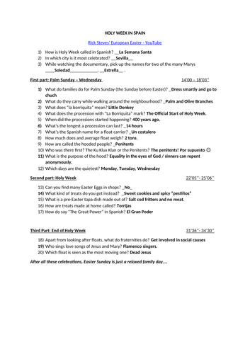 La Semana Santa_Holy Week - Spanish | Teaching Resources