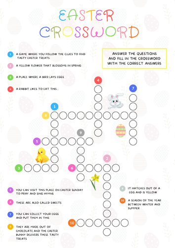 3X Easter Fun Activities / Games & Answer Sheets: Crossword, Word ...