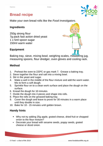 Bread Recipe | Teaching Resources