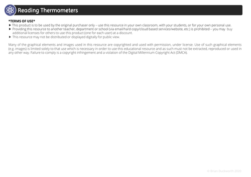 Reading Thermometers | Teaching Resources