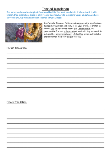 Appearance and personality- Tangled Translation | Teaching Resources