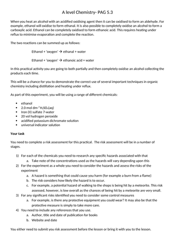 OCR Chemistry Organic synthesis 1 PAG 5.3 | Teaching Resources