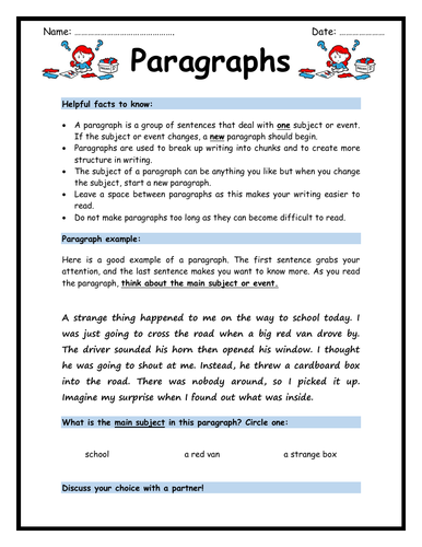Paragraphs - Activity Booklet | Teaching Resources