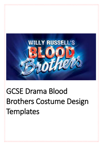GCSE Drama Blood Brothers Costume Templates | Teaching Resources