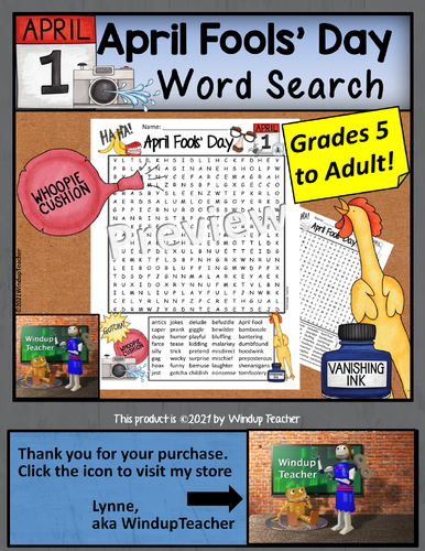 April Fools’ Day – Hard Word Search Grades 5 and Up | Teaching Resources