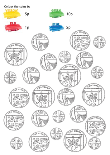 Money colour matching sheet GBP EYFS/ Year 1 | Teaching Resources