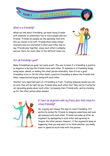 Positive Friendships PSHE Lesson | Teaching Resources