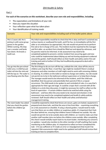 204 Health & Safety Responsibilities | Teaching Resources
