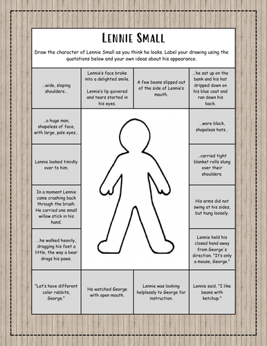 Of Mice and Men | Lennie Small Character Sketch | GCSE Study | Teaching ...