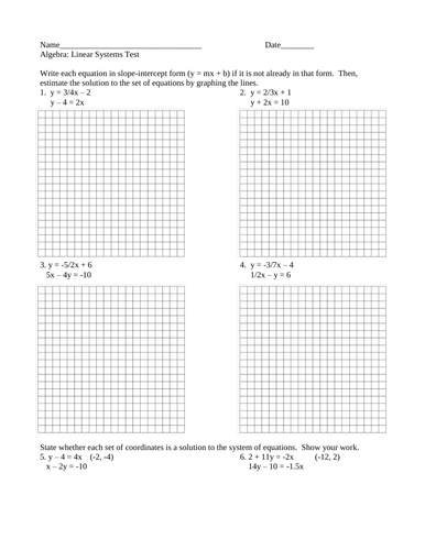 Solve systems of equations practice or assessment | Teaching Resources