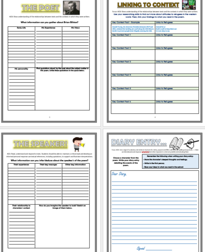 Refugees - Brian Bilston - Comprehension Activities Booklet! | Teaching ...