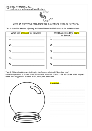 Edward Tulane Complete Guided Reading Pack Week 5-8 - Year 3 | Teaching ...