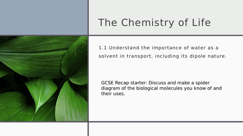 The Chemistry of Life | Teaching Resources